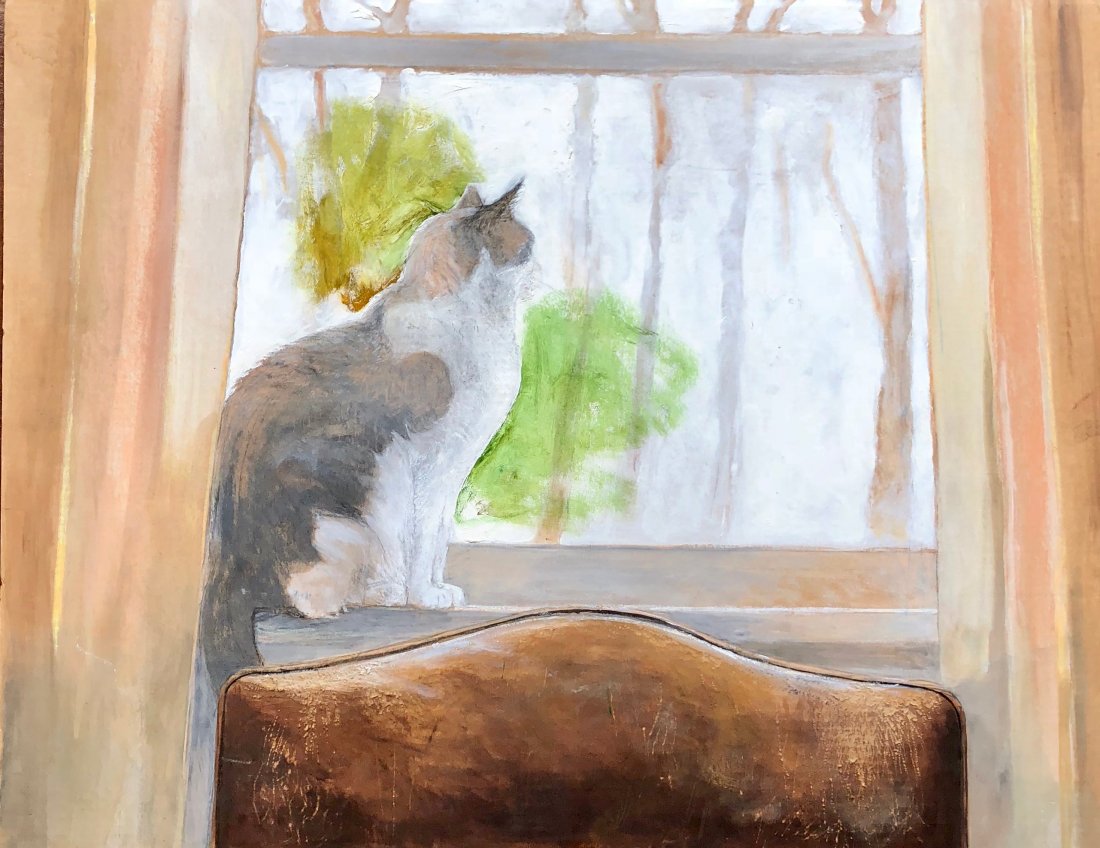 Circle Of Jamie Wyeth Cat Painting