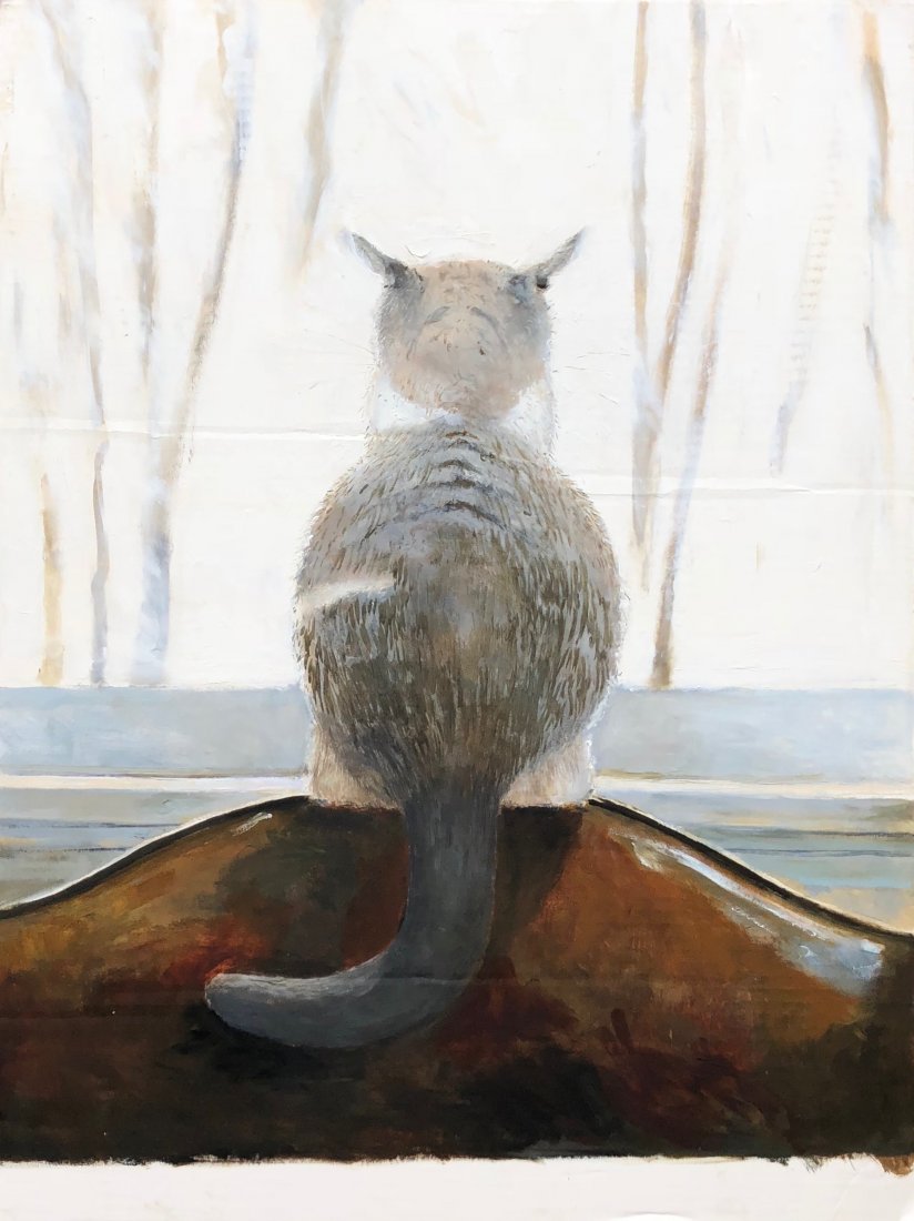 Circle Of Jamie Wyeth Cat Painting