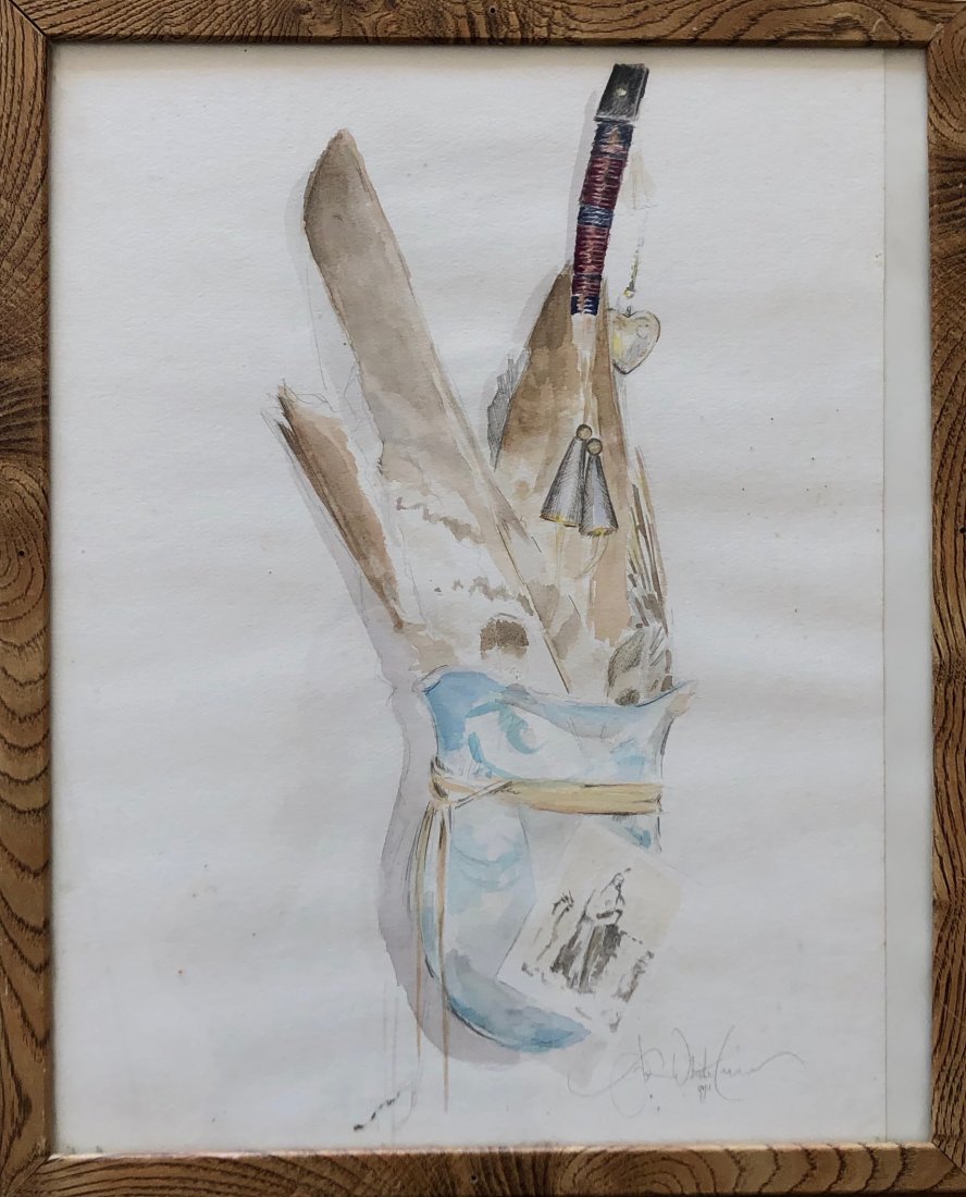 Native American Watercolor Illegible Signature
