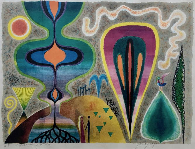 Yohanan Simon (1905 1976, Israel) Abstract Lithograph