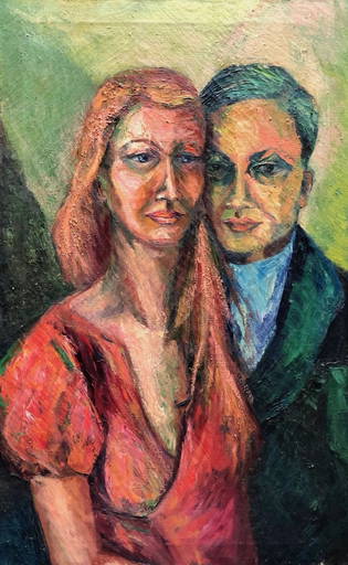 Expressionist Double Portrait, Illegible Signture 1967