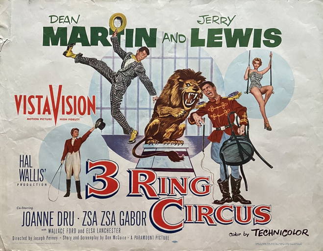 "3 Ring Circus" Movie Poster, Dean Martin, Jerry Lewis