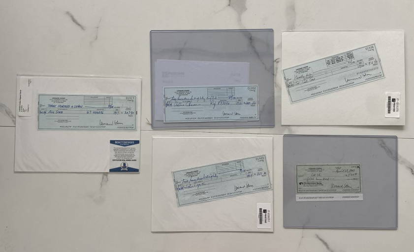 Lot Of Leonard Cohen Signed Checks