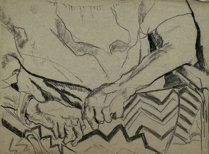 Elizabeth Blumenthal (20th C, American) Male Nude Charcoal Drawing