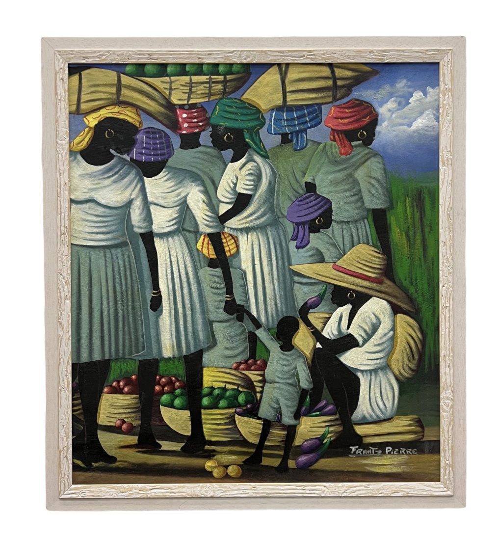 Frantz Pierre (20th C, Haiti) Market Scene