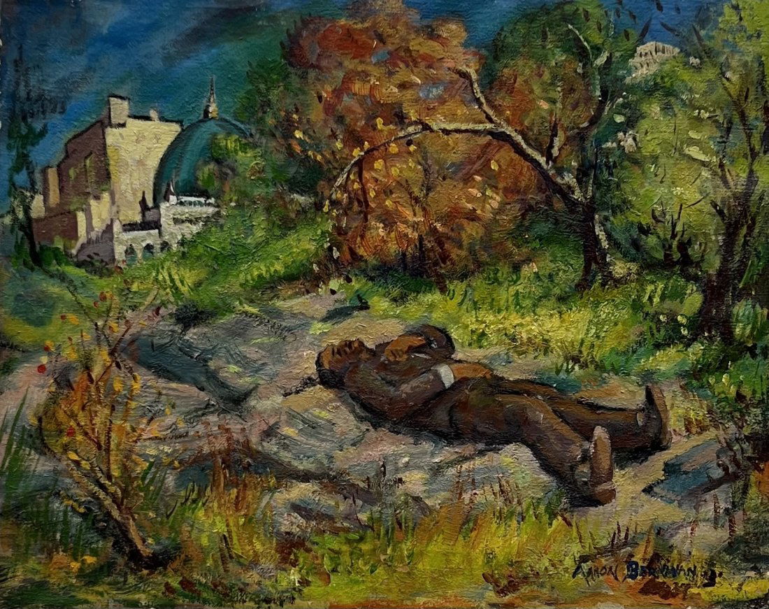AARON BERKMAN (1900-1991, American) Homeless In Central Park 1937 WPA - Sep 10, 2022 | Avra Art ...
