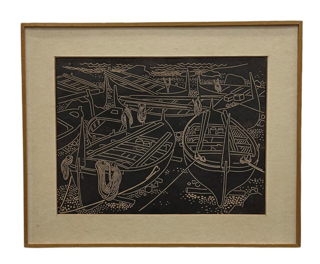 Dated 1930 Japanese Modernist Woodblock Print Of Boats, Signed - Sep 10 ...