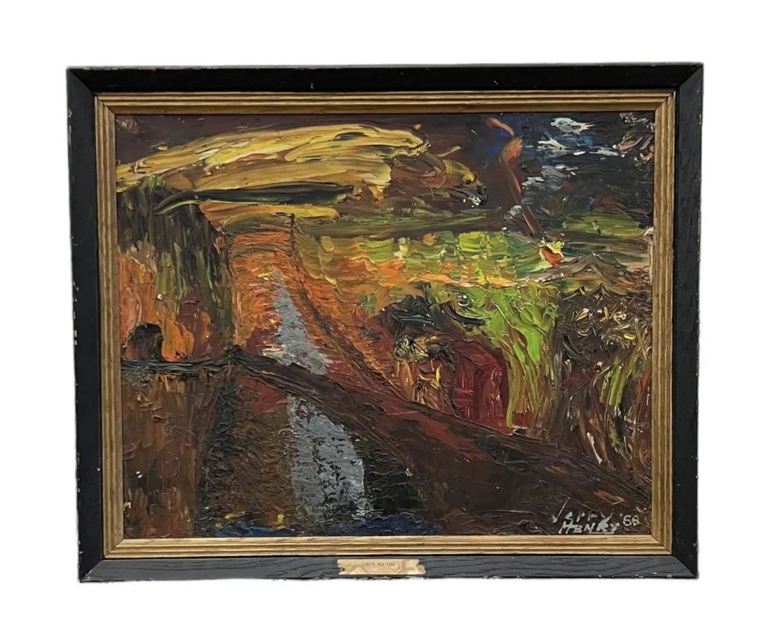 Mcm Landscape Abstract Painting Signed & Dated 1968