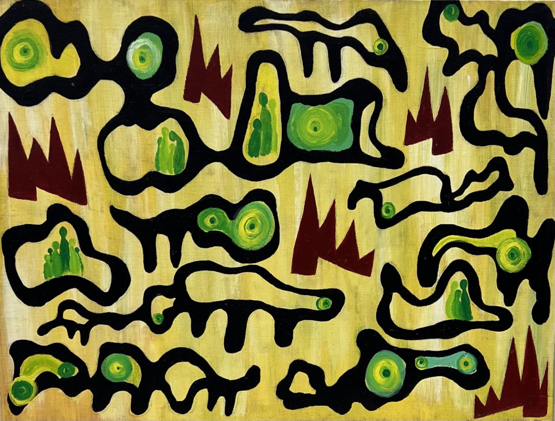 Mid Century Modern Aboriginal Abstract Painting, Unsigned