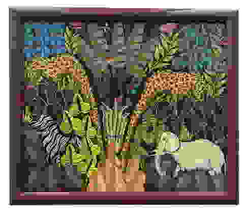 Frantz Gousse (20th C, Haiti) Jungle Scene, Style Of Rousseau Auction