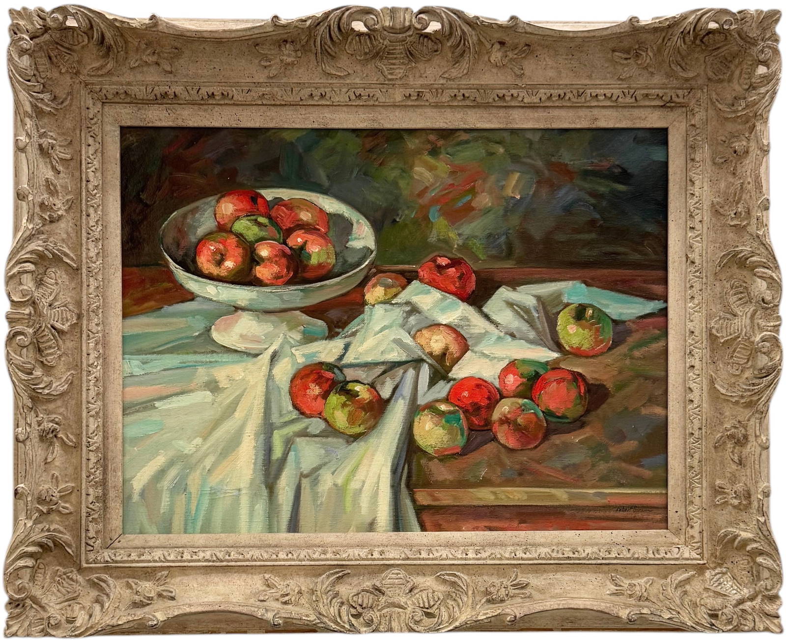 Robert Brown, Nicely Framed American School Still Life Of Apples Auction