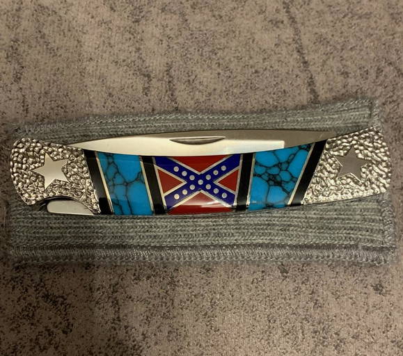 Rare Buck Custom Confederate Flag Pocket Knife