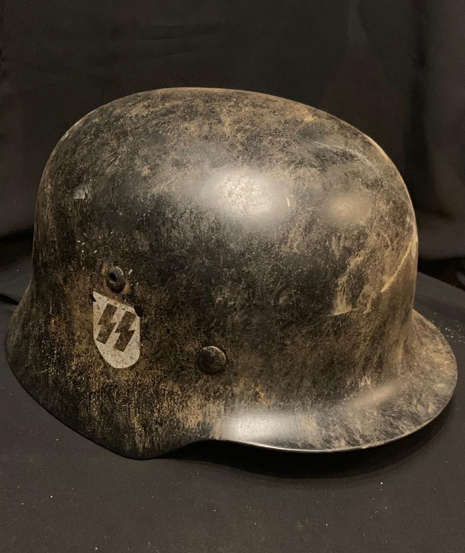 RARE WW2 GERMAN WAFFEN SS DOUBLE DECAL HELMET W/