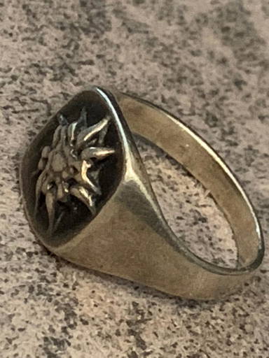 Ww2 German Waffen Ss Officers Silver Edelweiss Ring