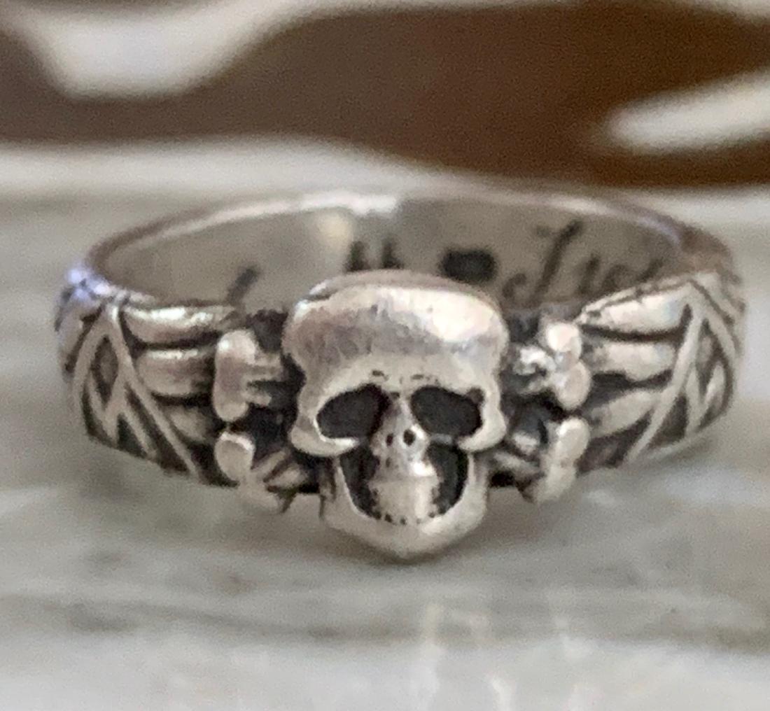 Rare Ww2 Nazi Totenkompf H. Himmler Ss Officers Ring.