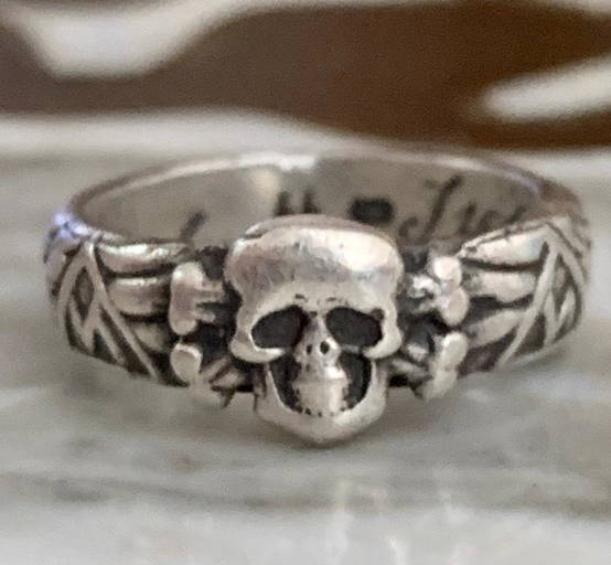 Rare Ww2 Nazi Totenkompf H. Himmler Ss Officers Ring.
