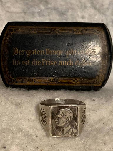 Rare Ww2 German Adolf Hitler Ring In Orig. Box
