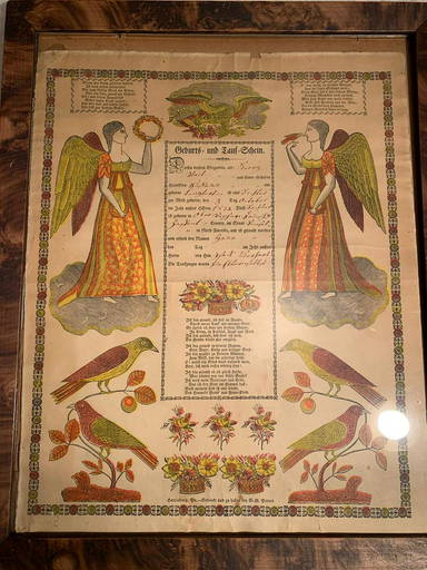 Antique 1800's German Birth & Baptism Certificate