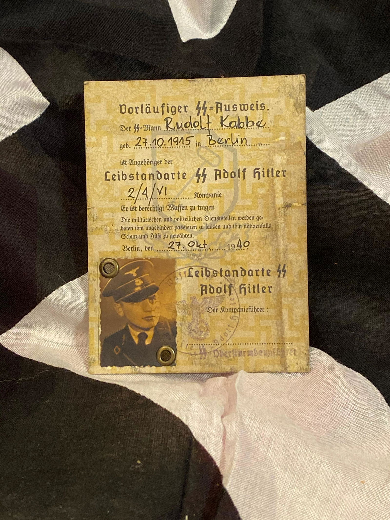 RARE WW2 GERMAN WAFFEN SS SOLDIERS ID CARD - Jan 06, 2020 | Rare ...