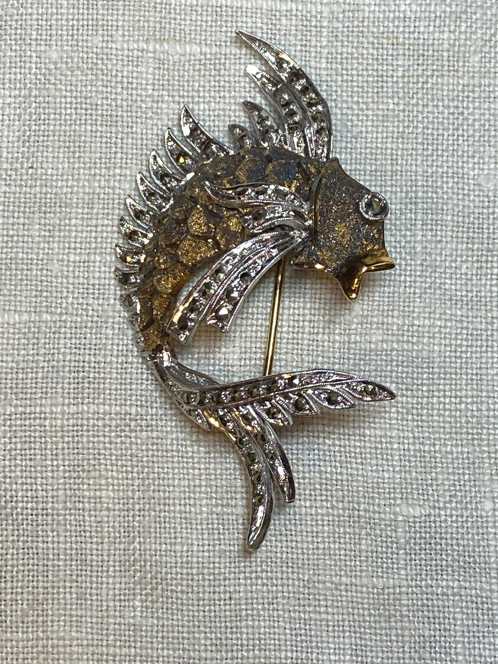 Antique Sterling Silver Fish Brooch