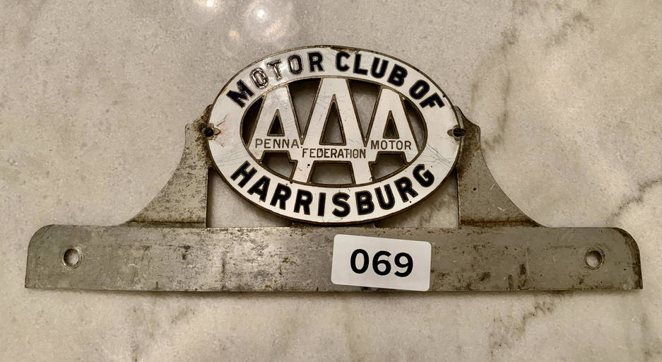 Vintage Aaa Motor Club Of Harrisburg, Pa Porcelain