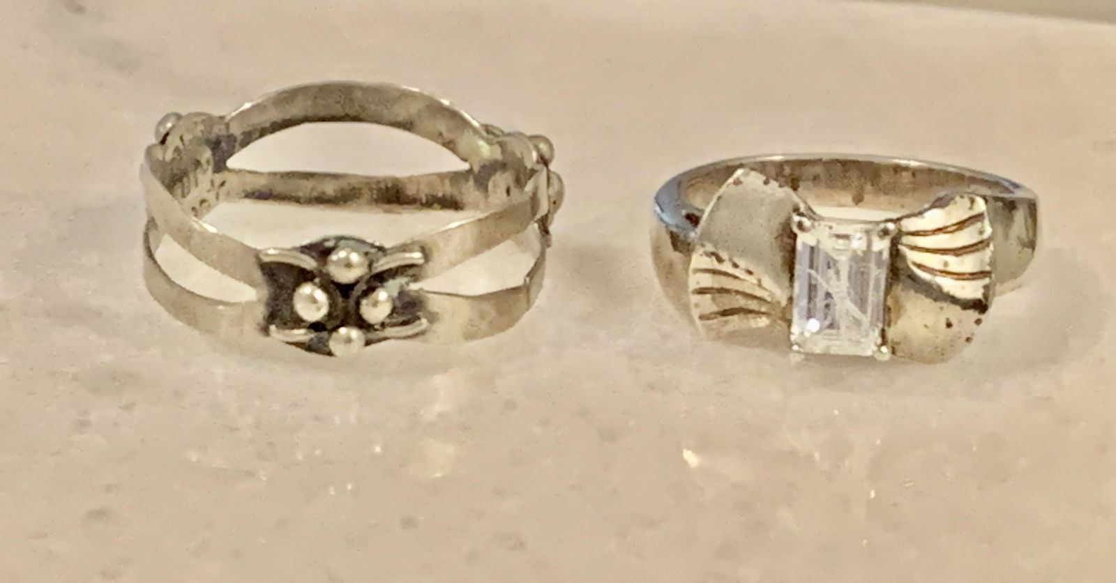 Estate Lot Of (2) Sterling Silver Cocktail Rings