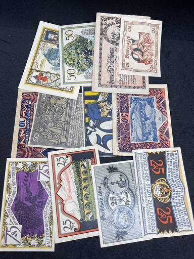 Antique Collection Lot Of (13) German Bank Notes