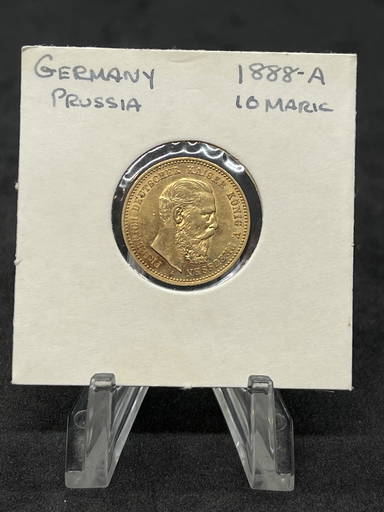 1888 A German 10 Mark Gold Coin King Friedrich Ii