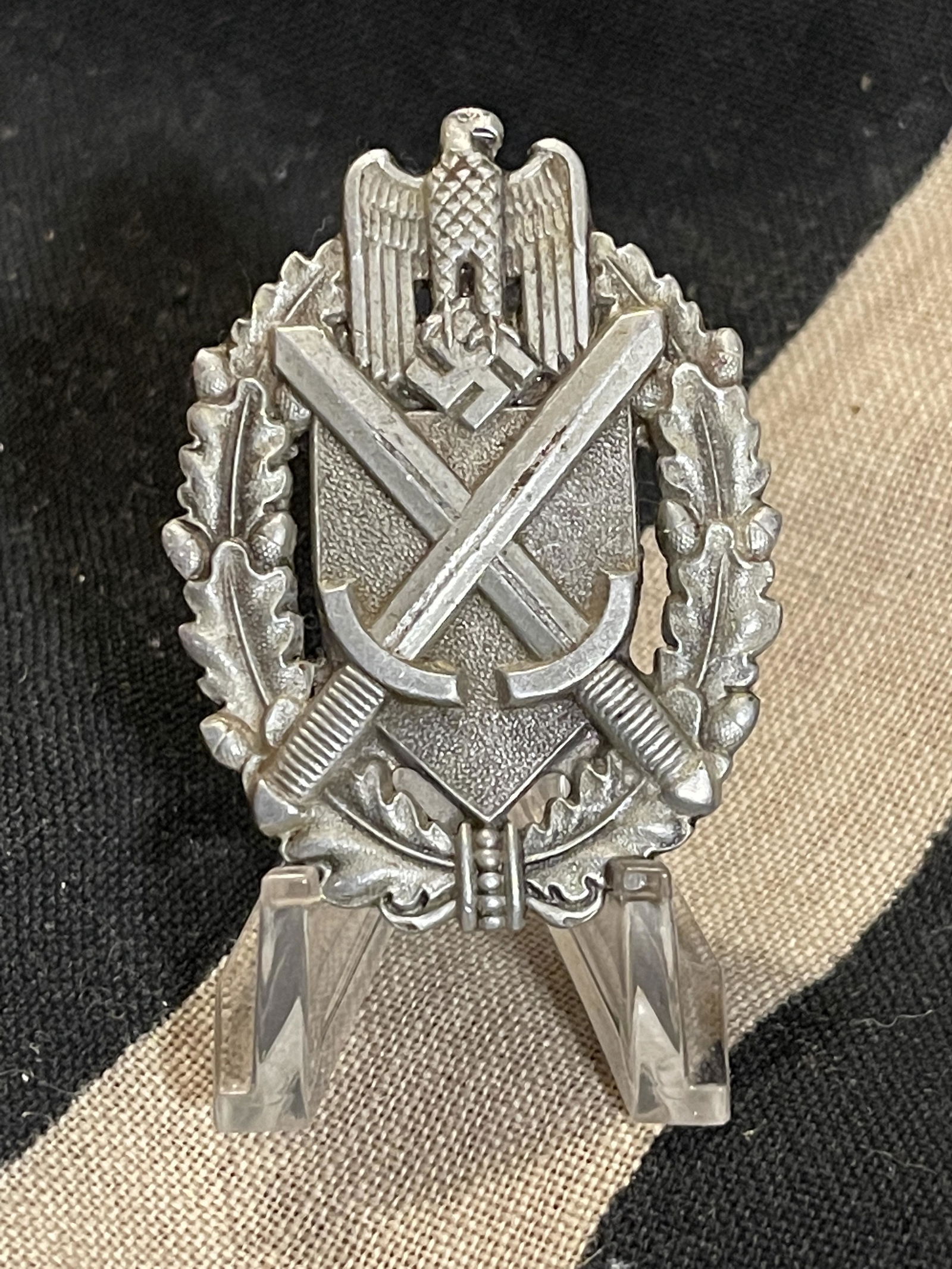 Rare Ww2 German Nazi Crossed Swords Eagle Badge
