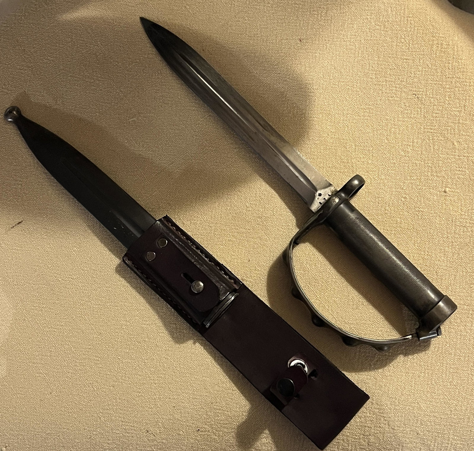 Rare Ww1 German Prussian Knuckle Duster Knife W/sheath