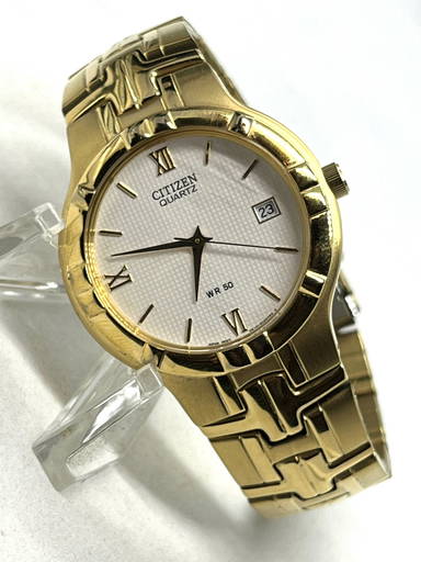 Mens Citizen Quartz Wr 50 Gold Tone Wristwatch