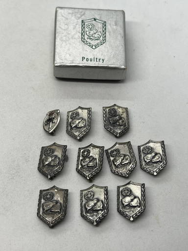 ANTIQUE LOT OF (10) STERLING SILVER POULTRY PINS IN BOX (#0118) on Nov ...