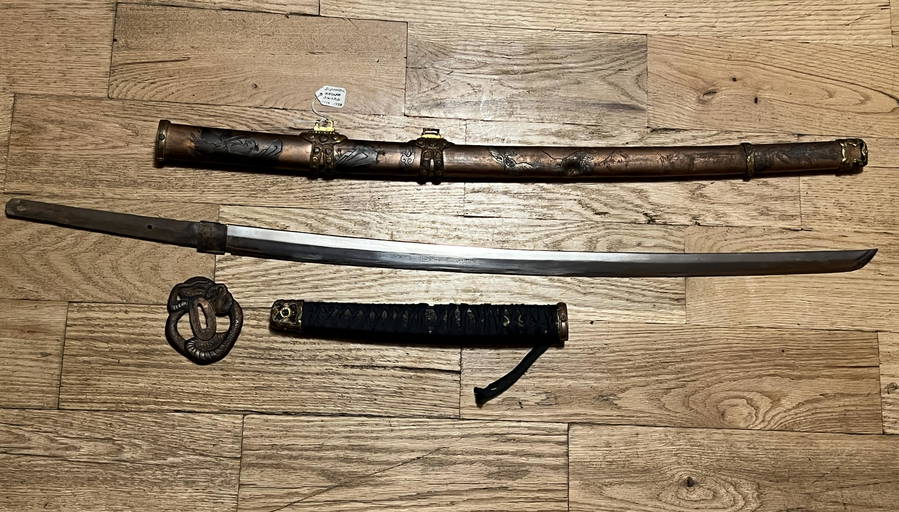 Rare Ww2 Japanese Officer Signed Katana Sword W/sheath
