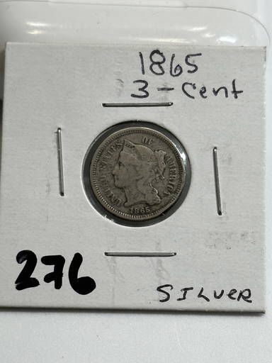 DATED 1865 3 CENT SILVER COIN (#0276) on Feb 13, 2023 | Rare Treasures ...