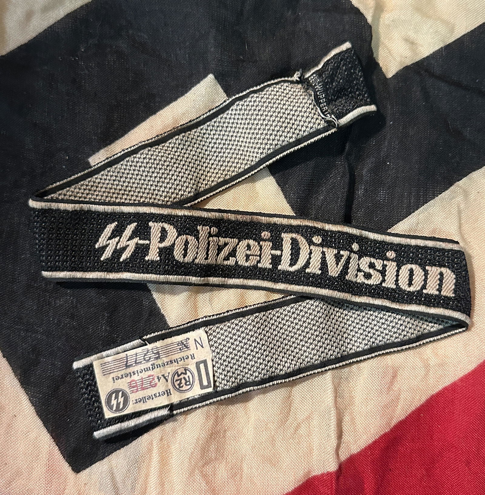Ww2 German Waffen Ss Polizei Division Cuff Title With Rzm Paper Tag ...