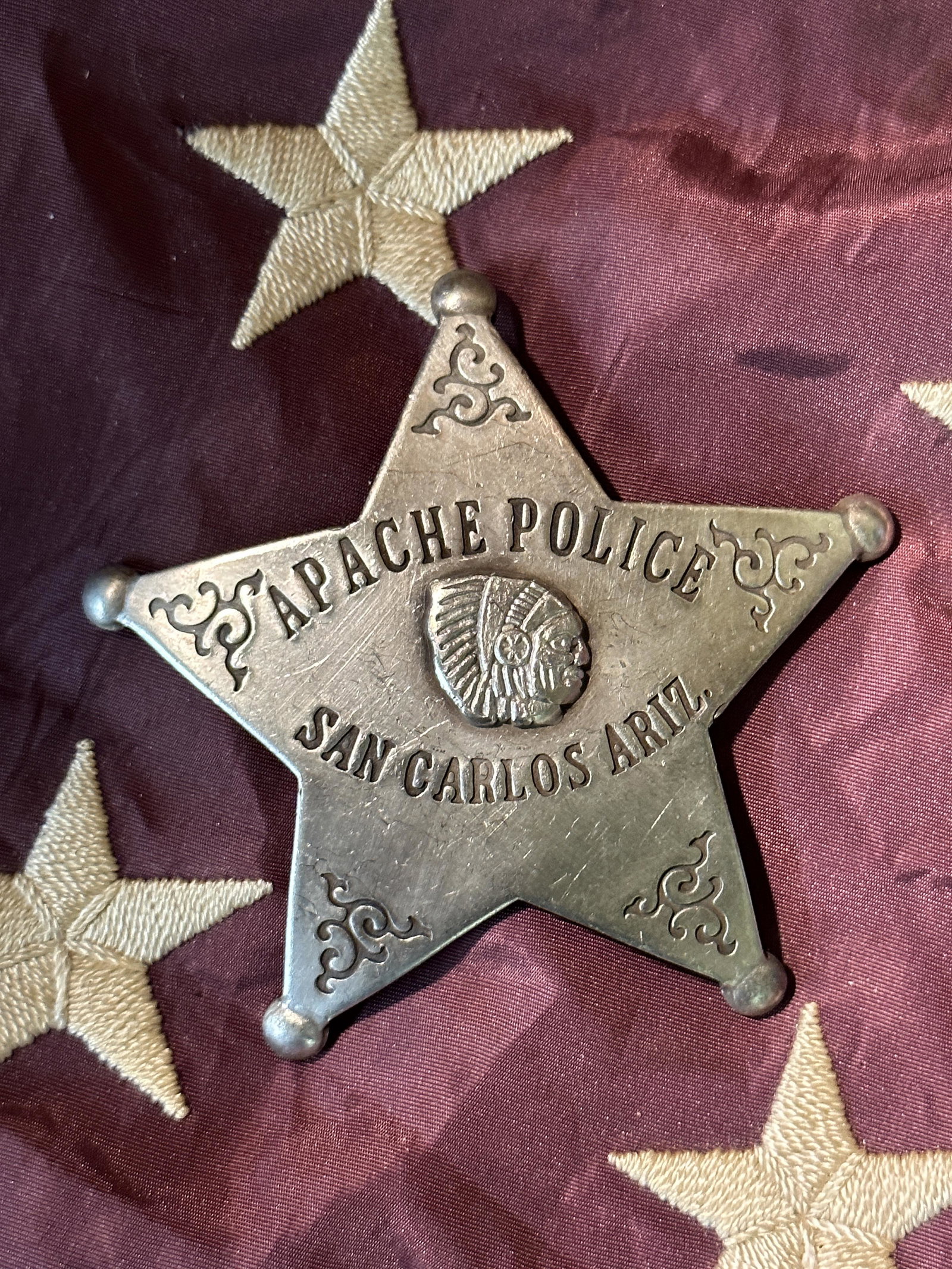 Antique Native Americn Apache Police Badge San Carlos Ariz.