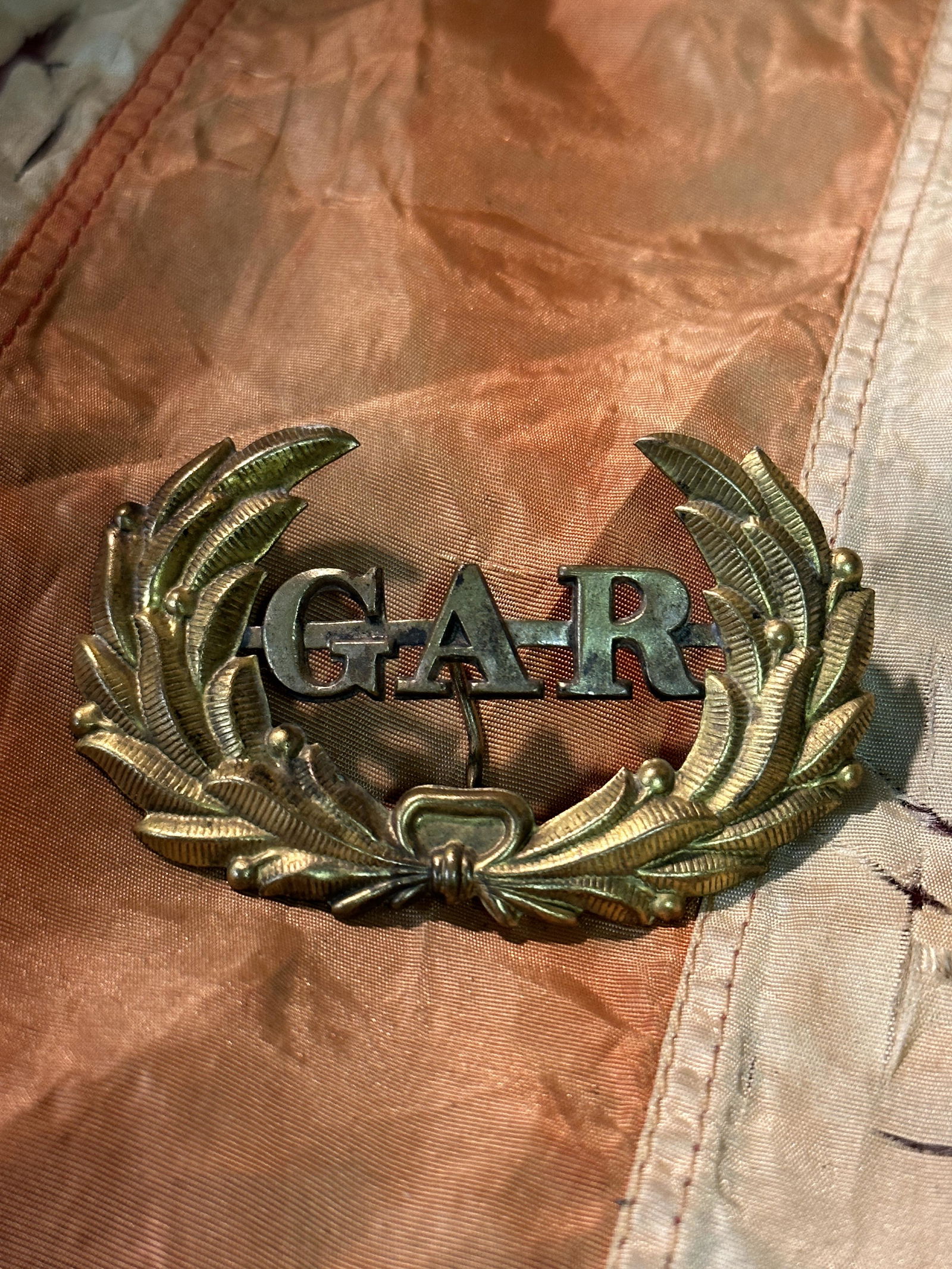 Civil War Gar Officer Kepi Hat Cap Badge With Wreath