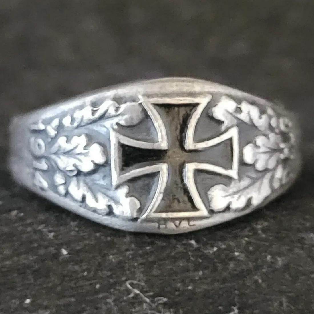 Rare Ww1 German Iron Cross Officer Silver Ring