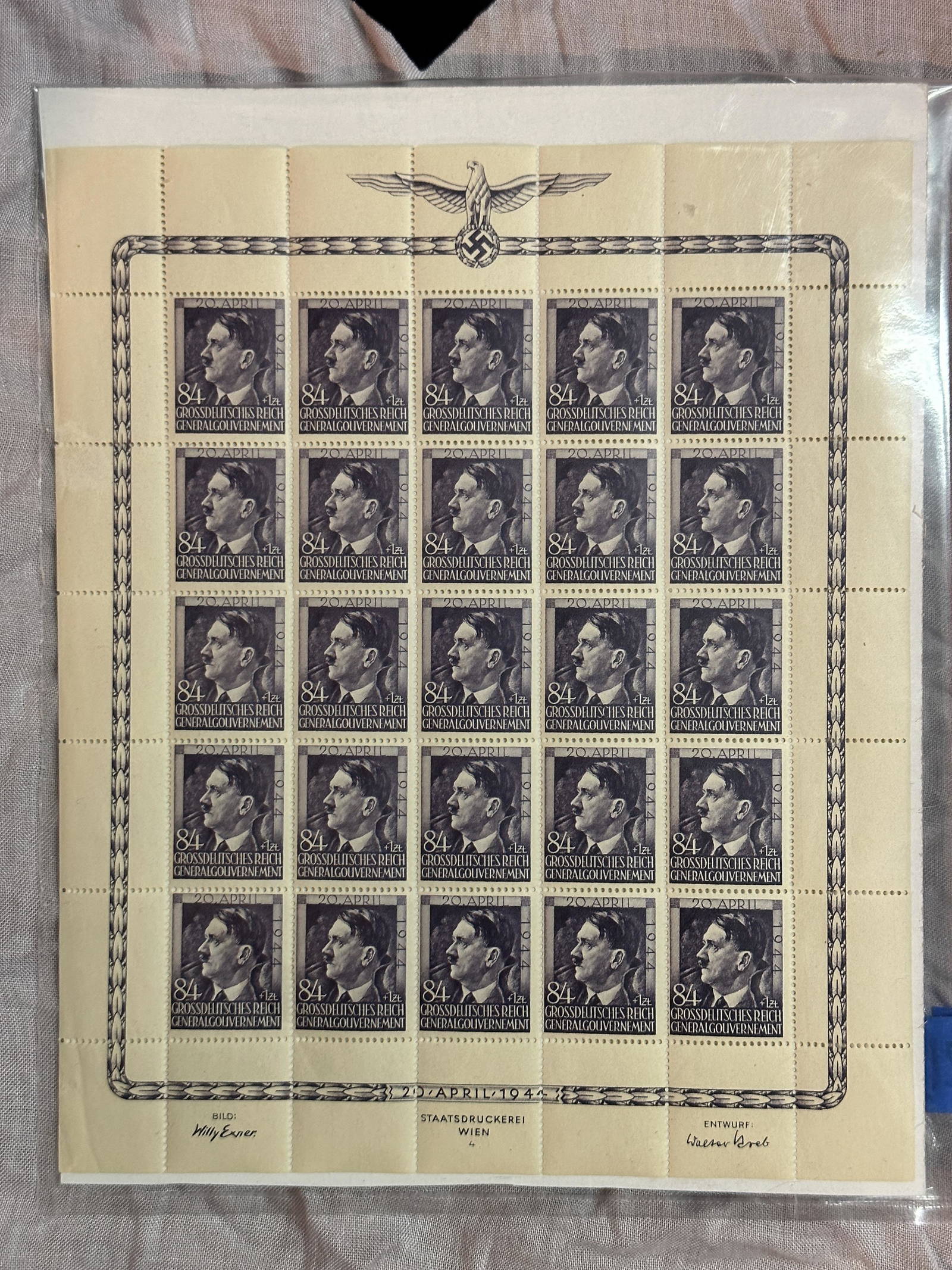 Rare Ww2 German Adolf Hitler Uncut Stamp Sheet Auction