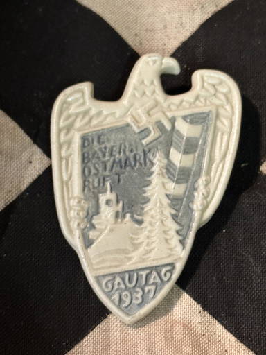 Ww2 German 1937 Gautag Bayer. Ostmark Porcelain Day Badge