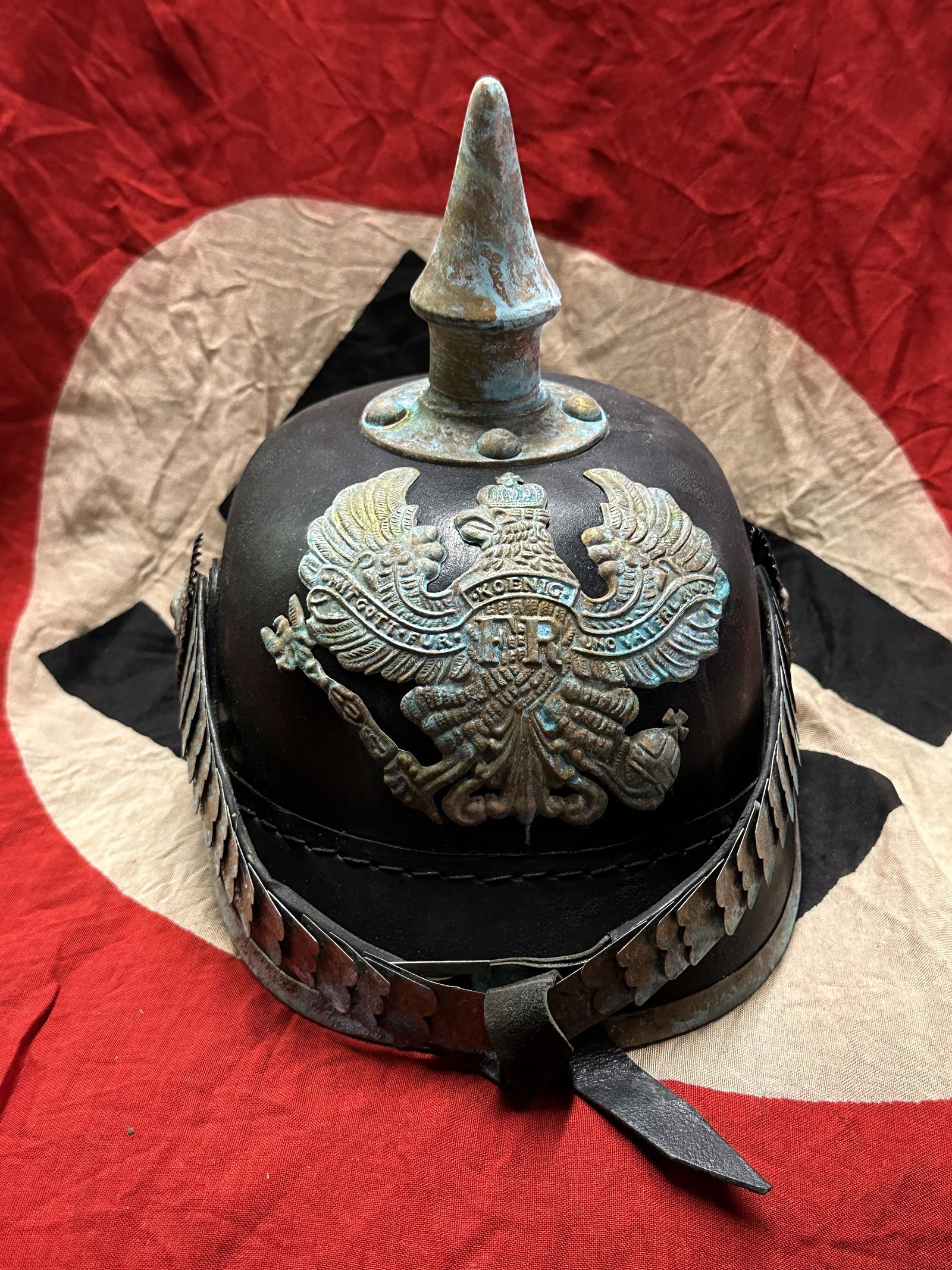 Rare Ww1 Imperial German Spiked Pickelhaube Officer Helmet