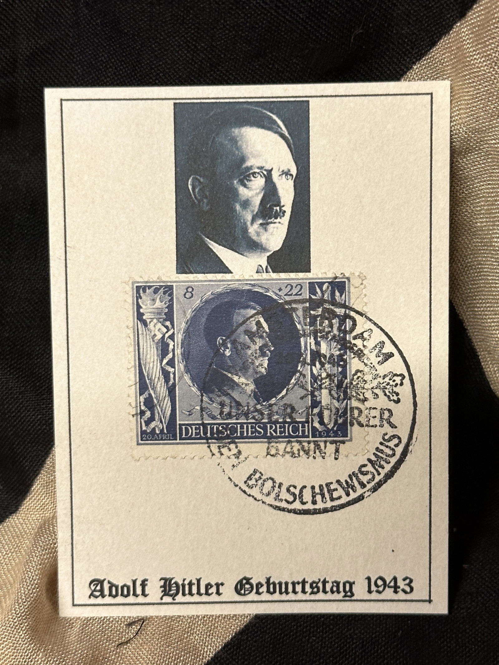 Rare Ww2 German Adolf Hitler Bday Stamp Card Auction