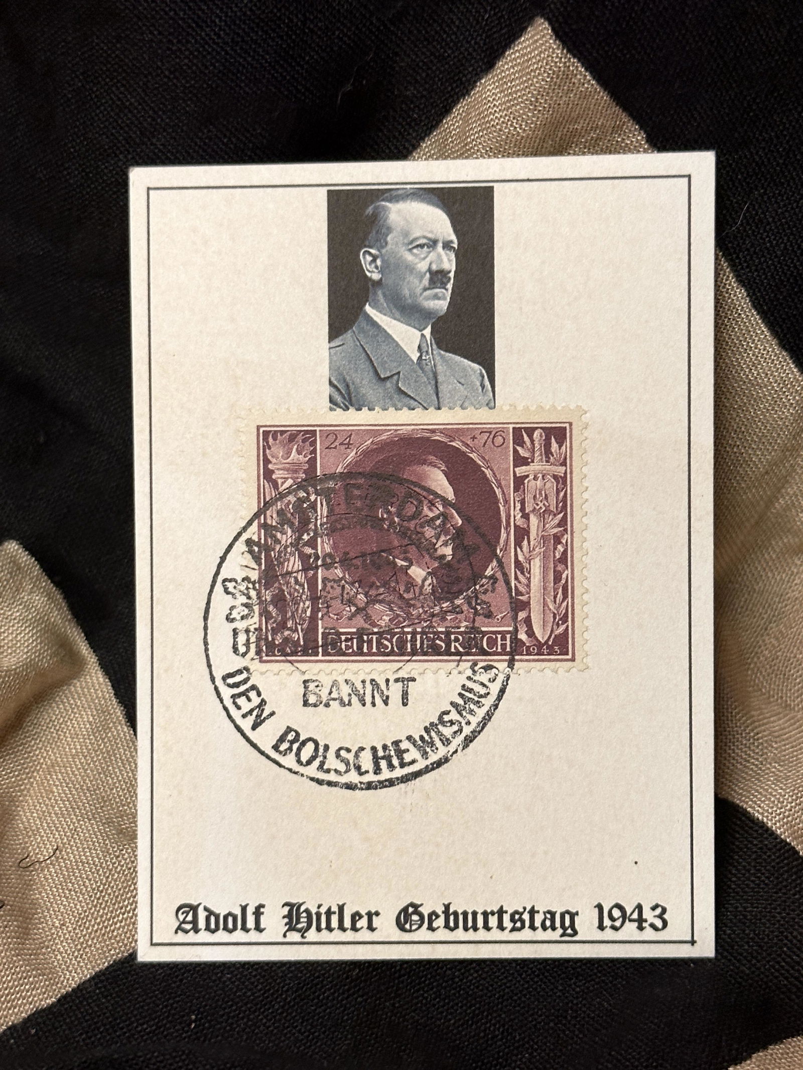 Rare Ww2 German Adolf Hitler Bday Stamp Card Auction