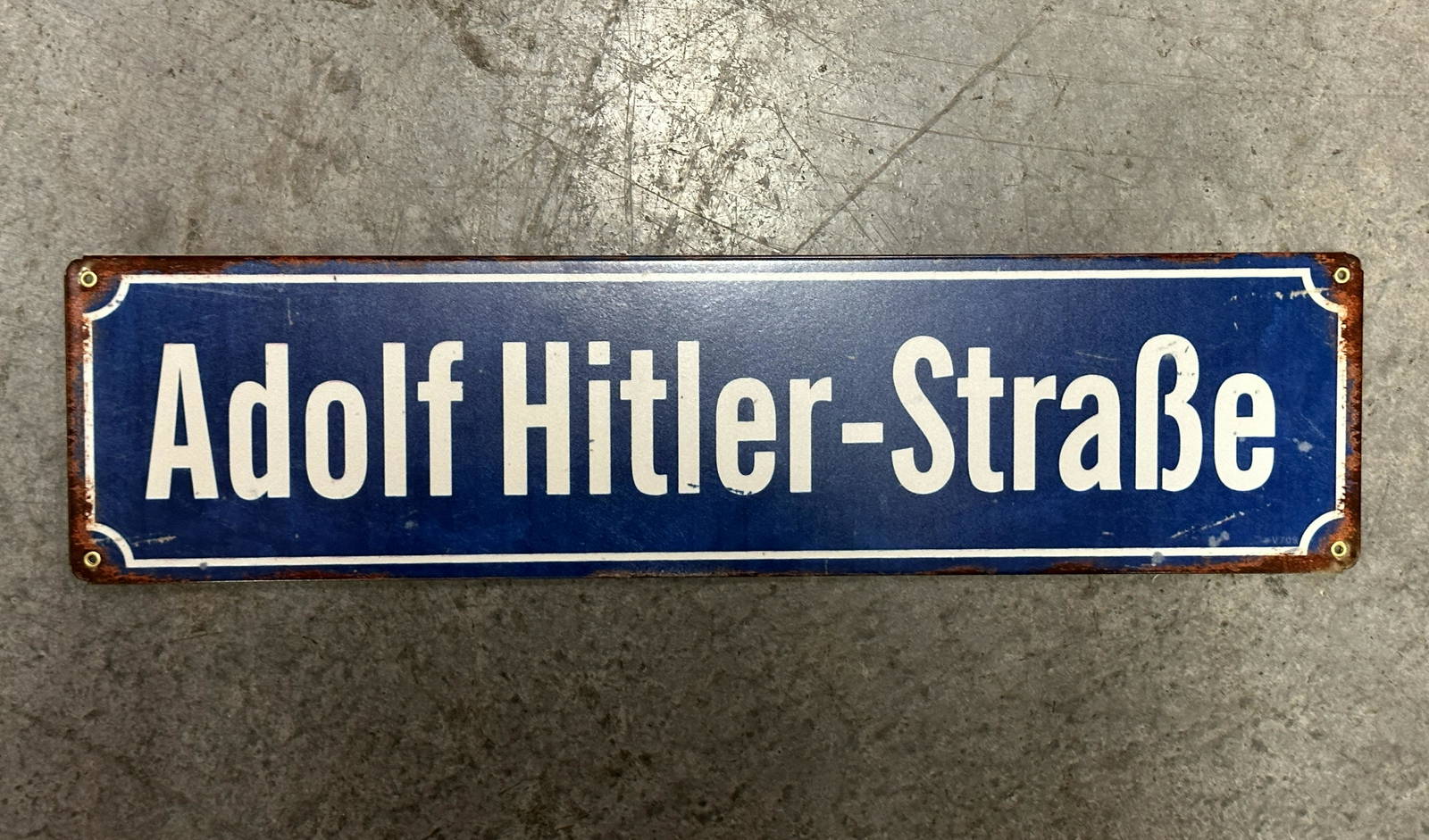 Rare Ww2 German Adolf Hitler - Strabe Sign Plaque Auction