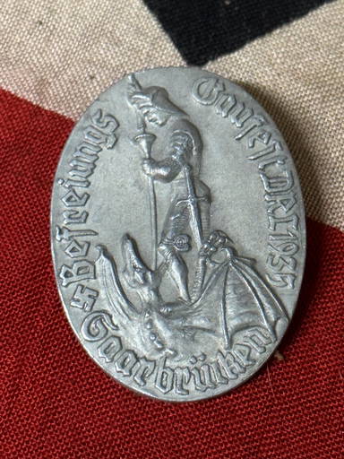 Ww2 German Drl Saarland Reunification Gaufest Badge 1935