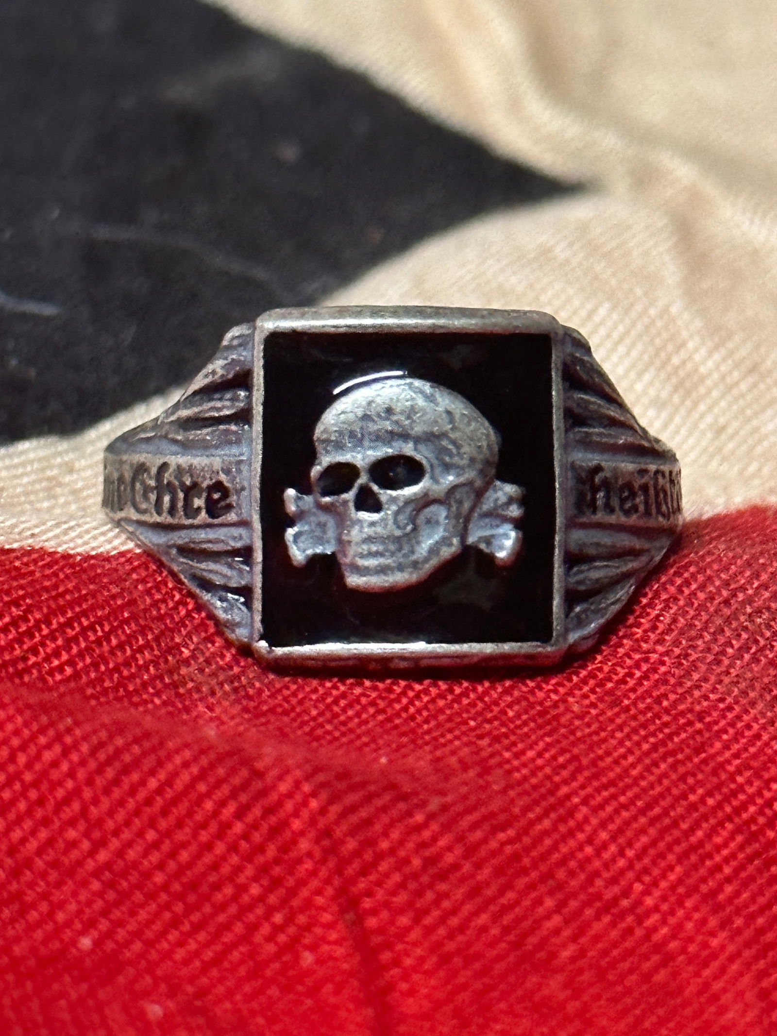 Rare Ww2 German Totenkopf Ss Officer Skull Ring "meine Ehre Heibt Treue ...