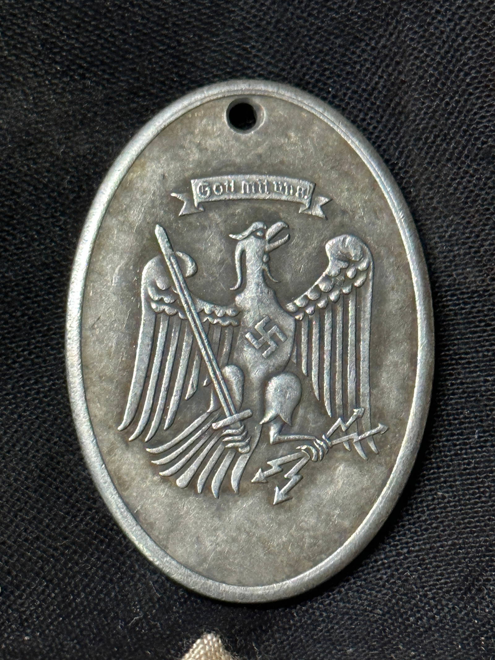 Rare Ww2 German Prussian State Police Id Tag Badge In Silver Auction