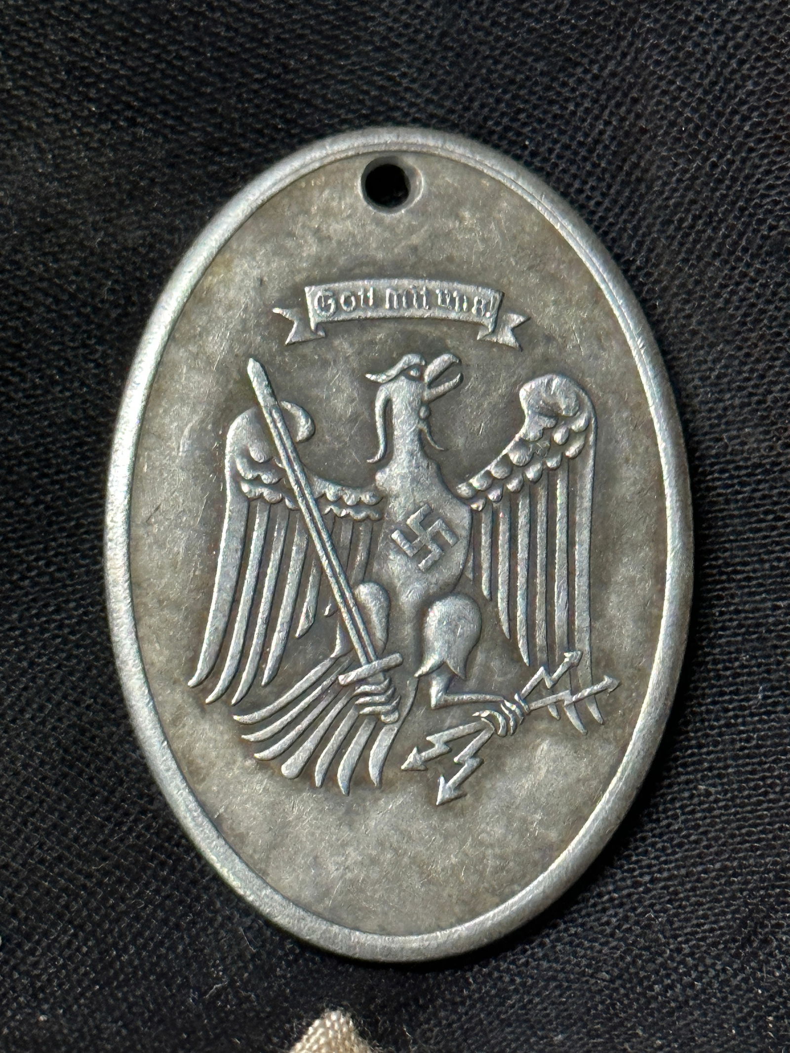 Rare Ww2 German Prussian State Police Id Tag Badge In Silver Auction