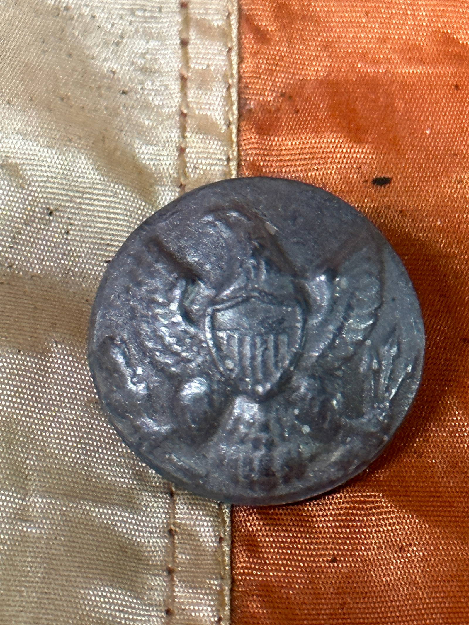 Civil War Union Federal Eagle Pewter Button By Waterbury Co. Auction