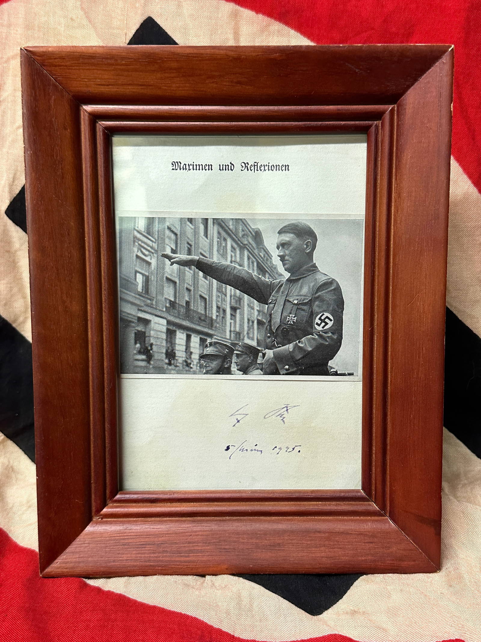 Rare Ww2 German Adolf Hitler Signed Saluting Framed Photograph Auction